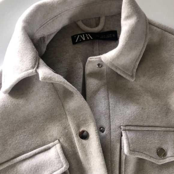 Zara | Jackets & Coats | Zara Off White Soft Button Down Overshirt ...